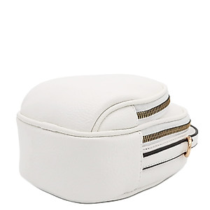 FashionPuzzle Two Compartment Phone Crossbody Mini Bag (White)