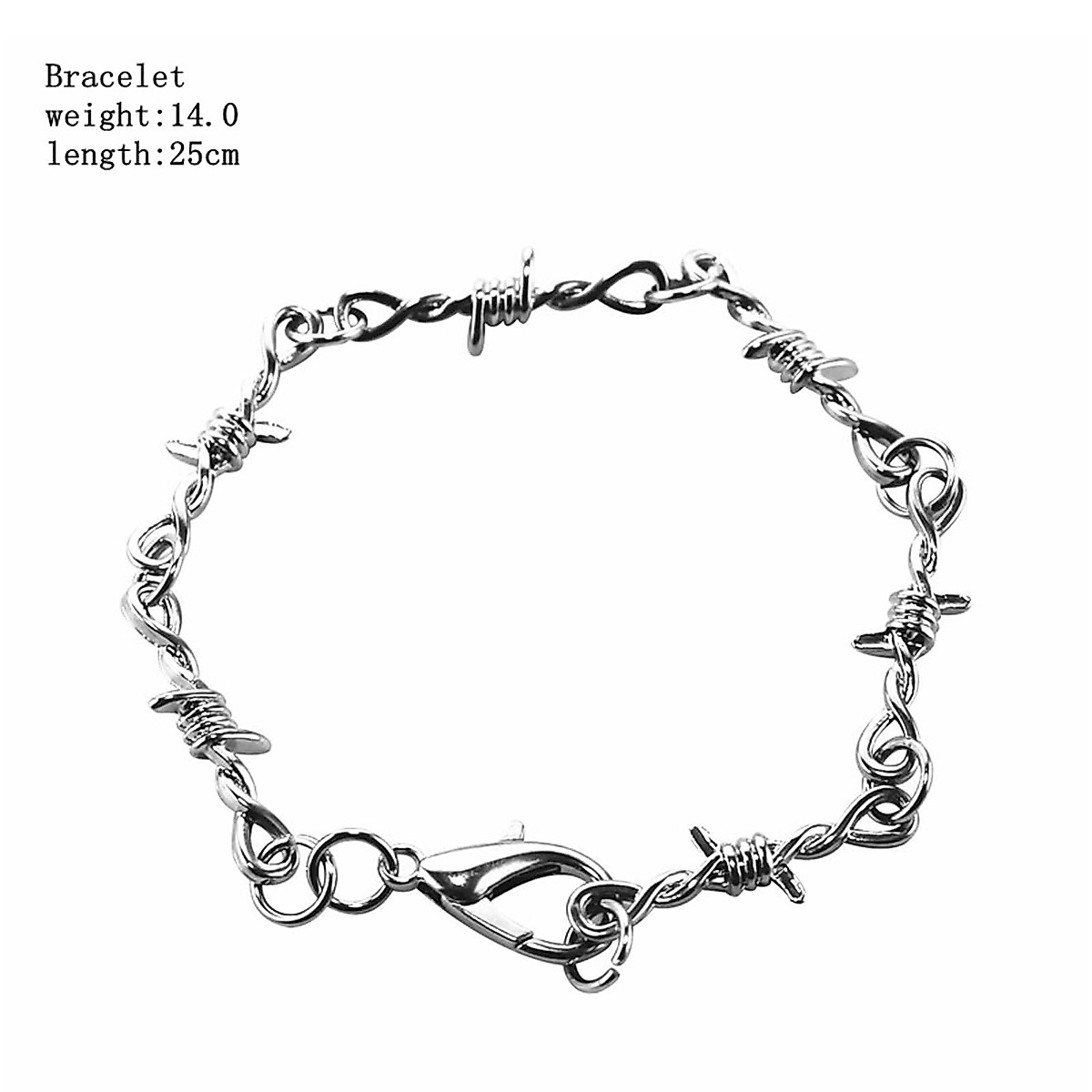 Gothic Punk Barbed Wire Thorns Chunky Brambles Link Chain Bracelet Set Couple Friendship Hip Hop Rock Cool Adjustable Bangle Jewelry for Women Men-silver