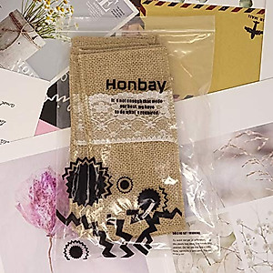 Honbay 12PCS Burlap Lace Knifes Forks Napkin Silverware Bags Utensil Cutlery Holders for Party Wedding (8 x 4 Inch)