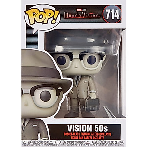 POP Marvel: WandaVision - Black & White 50s Vision Funko Vinyl Figure (Bundled with Compatible Box Protector Case), Multicolored, 3.75 inches