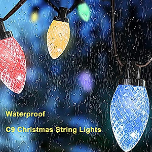 warlkde 50LEDs Christmas String Lights, C9 Christmas Lights with 29V Safe Adaptor, End-to-End, UL Certified Fairy Lights for Christmas Tree, Patio, Garden, Party, Wedding, Holiday Decoration