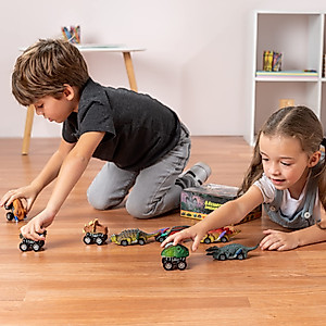 PLAYVIBE Dinosaur Toys for Kids Toys - 8 Pull Back Toy Cars | Dino Vehicle Playsets | Dinosaur Toys for Kids 3-5, 5-7 | Dino Toys Kid Toys Toddler Boy Toys