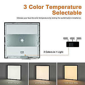 Mcacggo 2x2 FT LED Flush Mount Panel Light 5000K 4000K 3000K Selectable & Dimmable, Black Square Surface Mount led Ceiling Light, 40W, 4400LM, 100-277V, ETL Listed, 2 Pack