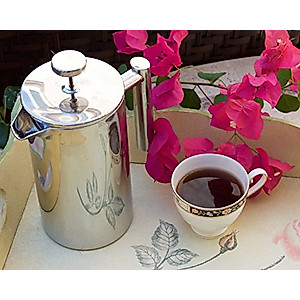 Double Wall Tea & Coffee Brewer | Stainless Steel Coffee Pot & Maker - French Press 20 oz or 600 ml Coffee Pot