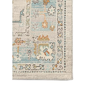 AMER Rugs Bohemian Seaford Collection, Indoor/Outdoor 8x10 Area Rug, Rugs for Living Room, Bedroom, Dining Room, Kitchen - Beige/Blue