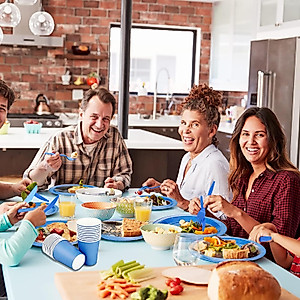 TWOWYHI 229PCS Blue Party Supplies Set Paper Disposable Plates Cups Plastic Spoons Forks Knives Blue Napkins for 30 Guests Disposable Party Dinnerware Set for Wedding Birthday Parties