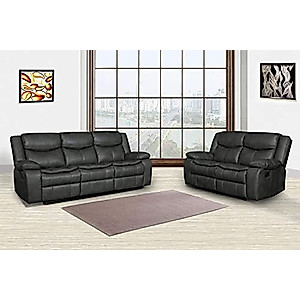 Blackjack Furniture Marsden Modern Leather Air Reclining Living Room Loveseat, Gray