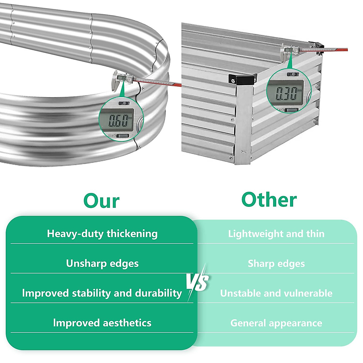 Kettalk 2Pcs Galvanized Raised Garden Bed，6×3×1ft Galvanized Planter Raised Garden Boxes Outdoor, Large Oval Metal Raised Garden Beds for Vegetables,Flowers and Fruits