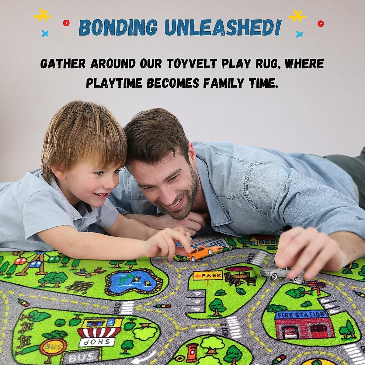 ToyVelt Kids Carpet Playmat Car Rug – Educational Road Traffic Carpet Multi Color Play Mat - X-Large 71" x 39" Best Kids Rugs for Playroom & Kid Bedroom – for Ages 3-12 Years Old