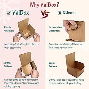 ValBox 4x4x4 Brown Gift Boxes 25PCS Kraft Paper Boxes with Lids for Gifts, Crafting, Cube, Cupcake Boxes, Easy Assemble Boxes for Party Favor