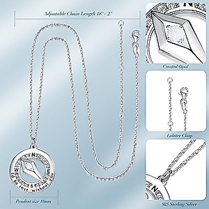 FANCIME Compass Birthstone Necklace for Women Sterling Silver Compass Jewelry Opal Pendant October Birthstone Necklace Gemstone Birthday Christmas Gifts for Girlfriend Wife Mom Her