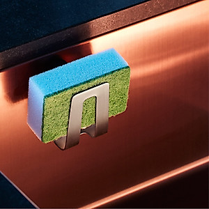 Happy Sinks Magnetic Sponge Holder for Kitchen Sink - Suitable for Steel - Metal - Composite Sinks - Strong Magnetic Backing - Durable and Sustainable Solution - Sink Caddy Sponge Holder - (Steel)