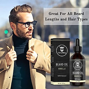 Striking Viking Vanilla Beard Oil (Large 2 oz.) - 100% Natural Beard Conditioner with Organic Argan and Jojoba Beard Oils with Vanilla Scent - Softens, Moisturizers, and Strengthens Beard Growth