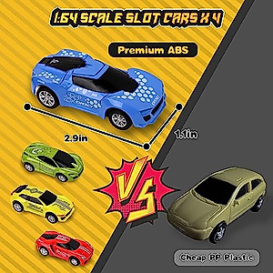 Slot Car Race Track Sets Toys for Kids with 4 Slot Cars & 22 FT Dual Racing Game Lap Overpass Track, High-Speed Race Car Track Toys for Boys, Gifts for 5 6 7 8 9 10 11 12+ Boys Girls