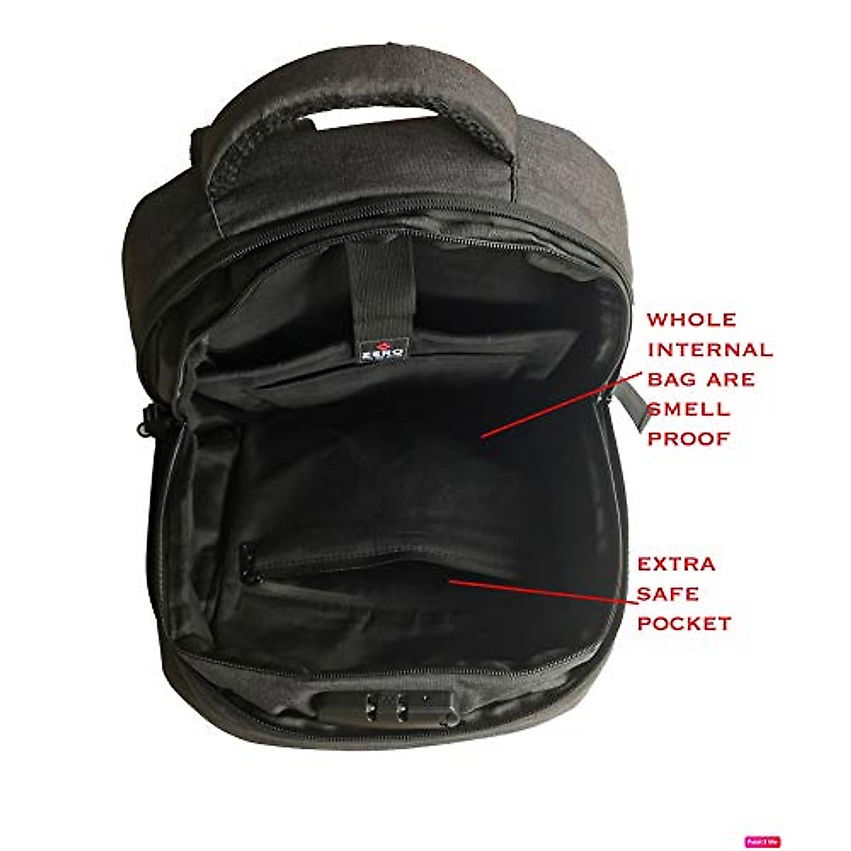 ZAZZY Smell Proof Bag Backpack with Lock Odor Proof Bag Stash Bag Travel Backpack for Men & Women