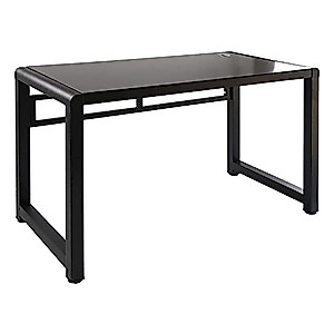 TY ARTS & CULTURE Computer Desk 47.2" Tempered Glass Desk Study Writing Table Personal Workstation Home Office Desk, Modern PC Laptop Desk USB Accessory Attribute Professional Office Desk Black Desk