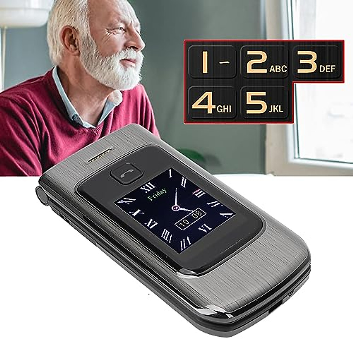 Luqeeg Dual SIM Flip Cell Phone with Dual Screen, 2G Unlocked Flip Phone, Big Button, SOS Function, 4800mAh Battery, LED Flashlight & Loud Sound, Senior Flip Phone for Elderly, Kids