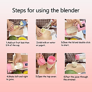 SoQte Handheld Portable Blender, Personal Size Blender Juice Cup with 6 Blades, Mini Blender for Fruit Smoothies and Shakes, with 380ml Juice Cup for Baby Food, Gym, Home, Travel (upgrade blade green)