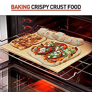 Arcedo Baking Stone for Bread, 15 x 12 Inch Rectangular Pizza Stone for Oven and Grill, Heavy Duty Ceramic Pizza Pan, Thermal Shock Resistant Pizza Grilling Stone for Pizza, Bread, Pies and More