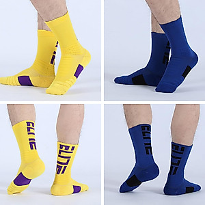 DRASEX Men's Cushioned Athletic Crew Socks 4 Pack Elite Basketball Compression Sport Running Hiking Socks