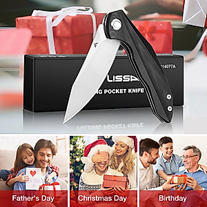 FLISSA Folding Pocket Knife, 3.75" D2 Steel Blade, G10 Handle, EDC Knife with Pocket Clip for Men, Ball Bearings Pivot, Assisted One-Handed Flipper Opening, Liner Lock, Sharp Camping Survival Hiking Knives