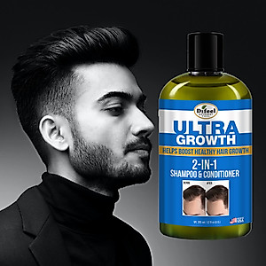 Difeel Mens Ultra Growth 2-in-1 Shampoo and Conditioner 12 oz. - Sulfate Free Shampoo & Conditioner for Men