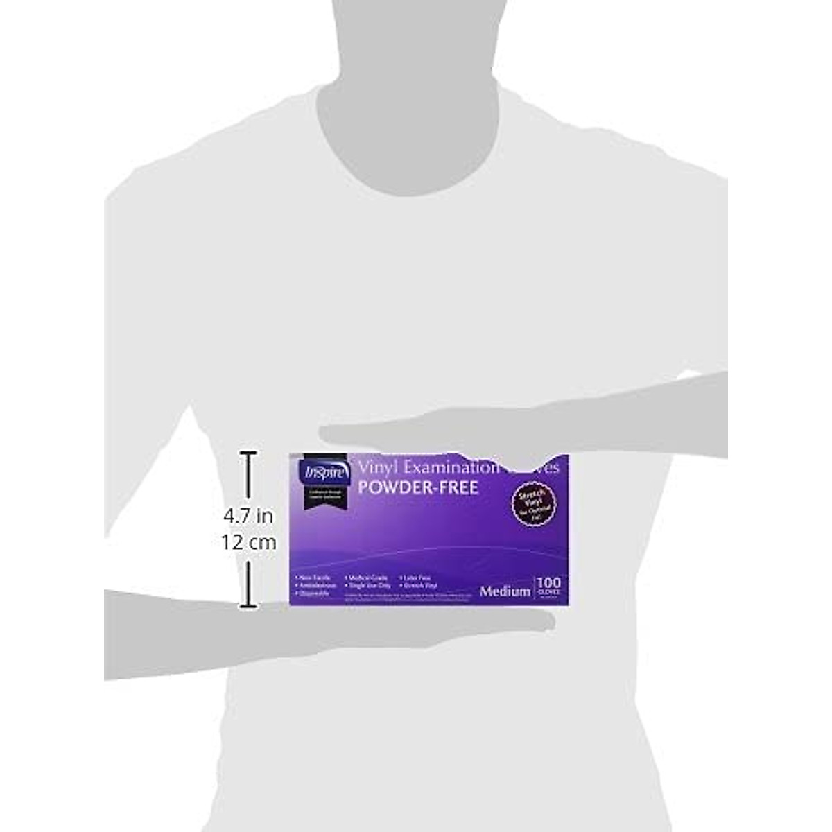 Inspire Medical Gloves Exam Gloves | Powder Free Stretch Vinyl Gloves | Disposable Gloves Disposable Latex Free Gloves | Cooking Gloves Disposable Food Safe Food Prep Gloves Plastic Gloves Disposable