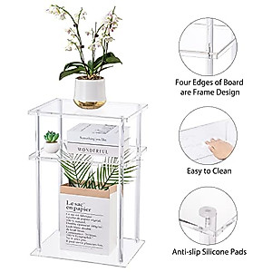 HMYHUM Clear Acrylic Side Table, 3-Tier End Table for Living Room, Small Bedside Table/Nightstand for Bedroom, Home Accent Table, Frame Design, 15.7" L x 11.8" W x 23.2" H