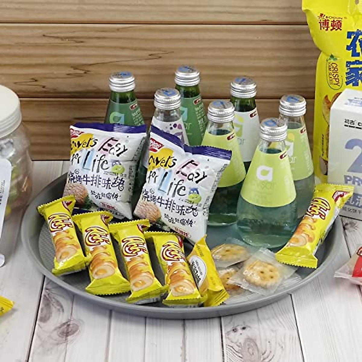 Innouse 4 Pack Food Service Tray Round, Waitress Tray Restaurant Drink Tray, Gray, R