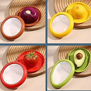 EDUFUNBO Set of 4 Reusable Storage Containers for Fridge, Avocado Saver and Tomato Holder, Ideal for Garlic, Onions, Lemons, Potatoes