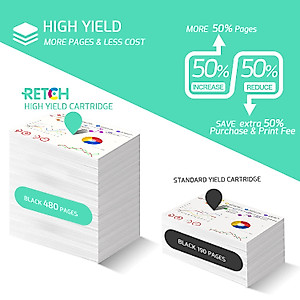 RETCH Remanufactured Ink Cartridges Replacement for HP 63XL F6U63AN for Envy 4520 4516 Officejet 5255 5258 5220 3830 4650 3831 3833 4655 DeskJet 1112 3630 3632 3633 3634 2130 2132 Inkjet Printer Tray