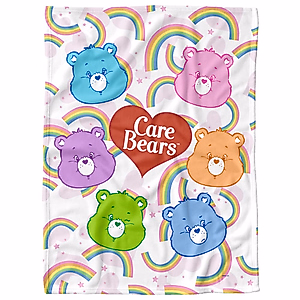 LOGOVISION Care Bears Lightweight Baby Blanket, 30"X40", Bear Heads Unisex for Infants Girls & Boys