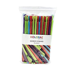 KOLORAE SCOOP STRAWS - BPA FREE PLASTIC, COLORFUL SCOOP STRAWS ACT AS A SPOON AND STRAW, GREAT FOR ANY OCCASION! (1 PACK OF 75) - AVAILABLE IN A PACK OF 75 OR 450! (75)