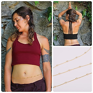 PEARLADA Minimalist Beach Bikini Body Chain 18K Gold Satellite Belly Chain Handmade Adjustable Jewelry for Women Girls Fashion Sexy Waist Chain