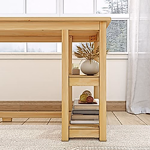 Plank+Beam Solid Wood Corner Desk with Shelves, L-Shaped Desk for Bedroom, Home Office Study Desk, 55.25 Inch