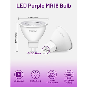 MCDYLUK LED MR16 Blue Light Bulb 4W, 20W 35W 50W Halogen Equivalent, 12V Low Voltage GU5.3 Bi-Pin Led Blue Bulbs for Halloween Outdoor Landscape Yard Garden Tree Pool Holiday Lighting, 38 Deg, 6 Pack