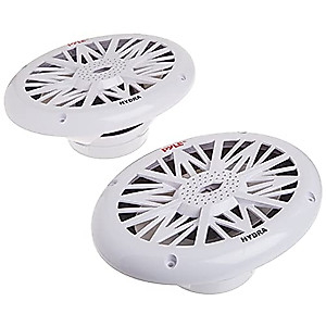 6x9 Inch Dual Marine Speakers - 2 Way Waterproof and Weather Resistant Outdoor Audio Stereo Sound System with 260 Watt Power, Poly Carbon Cone and Cloth Surround - 1 Pair - PLMR692