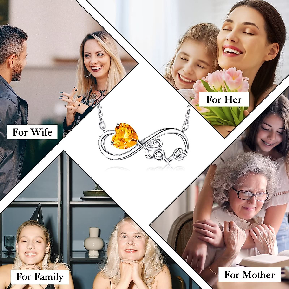 IEFUP Birthstone Necklace for Women, S925 Sterling Silver Citrine Necklace November Birthstone Necklace November Birthstone Jewelry Birthday Gifts for Women Jewelry for Women Gifts for Women