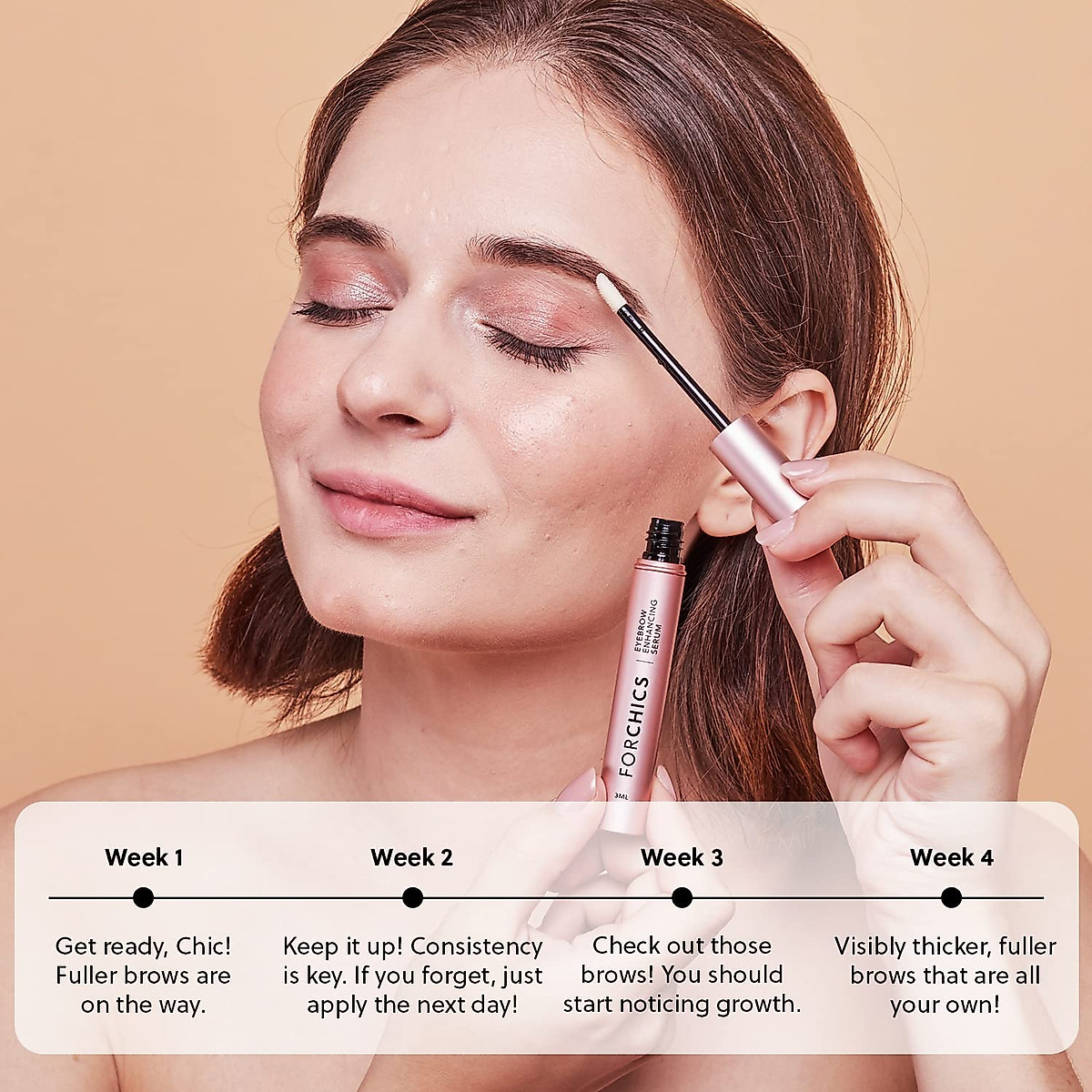 ForChics ForBrow Eyebrow Growth Serum For Thicker Brows - Natural & Organic Conditioner For Fuller and Thick Eyebrows | Vegan & Cruelty-Free Formula | New Innovative Peptides - [0.10 fl. oz/ 3ml]