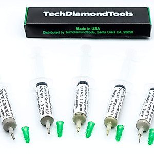 TechDiamondTools Diamond Polishing Compound Kit of 5 Polishing Paste USA Made 400 1200 4000 14000 50000 Grit for Marble Glass Metal Rock Jewelry Resin Silver Gemstone with 10% of Diamond Powder
