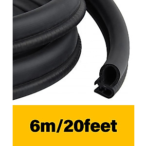 ESEWALAS 10FT/20FT Universal Automotive Door Seal Strip,U-Shape Car Door Rubber Seal Strip Trim Seal with Side Bulb,Self-Adhesive Car Weather Stripping Seal Strip,Home Applications (20Ft)