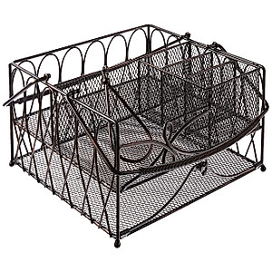 Gourmet Basics by Mikasa Loop Picnic Plate Napkin and Flatware Storage Caddy, Large, Antique Black