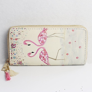 Timlee Cute Unicorn Long Wallets Pink Flamingo Wallets With Tassels Long Purse Girls Christmas Gift(Flamingo)