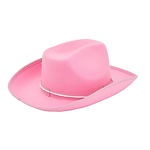 Zodaca Felt Pink Cowgirl Hat for Women and Men, Costume Accessories (14.8 x 10.6 x 5.9 Inches)