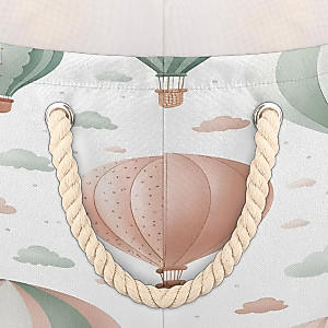 Eizlang Hot Air Balloon Storage Basket Collapsible Laundry Basket Personalized Blanket Basket Clothes Toys Nursery Storage Box with Handles Bedroom Living Room Closet Decorative