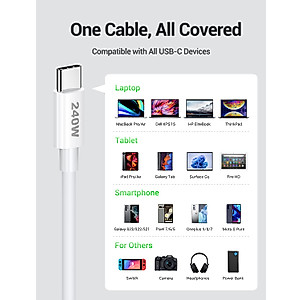 Somzu USB C Cable for iPad 10th (240W 5A), (3.3ft 2Pack) USB C Charger Cable USBC to USBC Cable Type C Fast Charging for iPad Pro 12.9inch, iPad Pro 11inch, iPad Air 5th/4th, iPad Mini 6th (White)