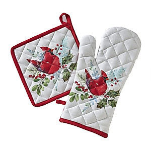 SKL Home Berry Cardinal Oven Mit and Pot Holder Set (2-Piece), Multi