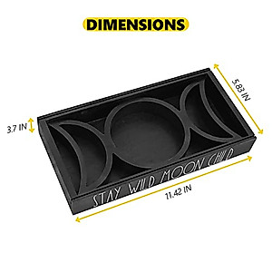 Crystal Holder for Stones Display, Tarot Card Holder Stand, Crystal Storage Organizer, Moon Tray, Altar Supplies Case, Tarot Decor, Zen Decor, Tarot Card Accessories Gifts (Black)