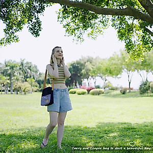 Leaper Girls Crossbody Purses 2 PCS Stripe Messenger Bag Canvas Crossbody Bag and Purse Set for Women Stripe Gray