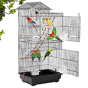 39-inch Roof Top Large Flight Parrot Bird Cage Accessories Medium Roof Top Large Flight cage Parakeet cage for Small Cockatiel Canary Parakeet Sun Parakeet Pet Toy
